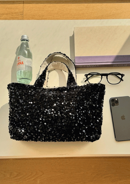 misharp - 미샵 - 스팽글 캔버스 토트백 (2 color)♡韓國女裝袋